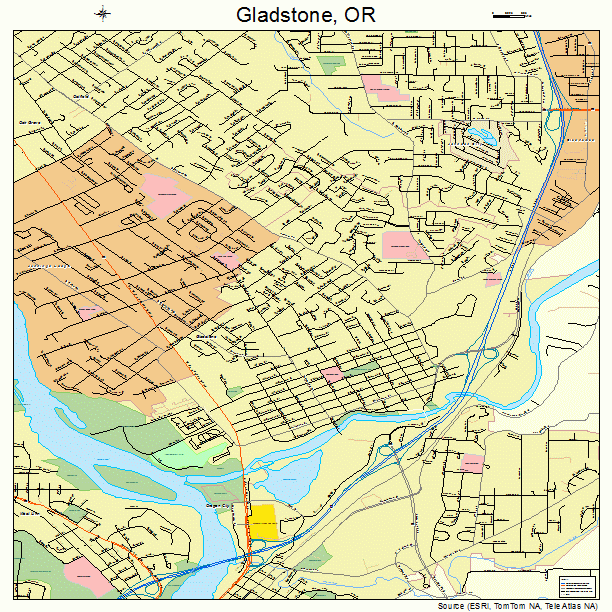 Gladstone Oregon Street Map 4129000
