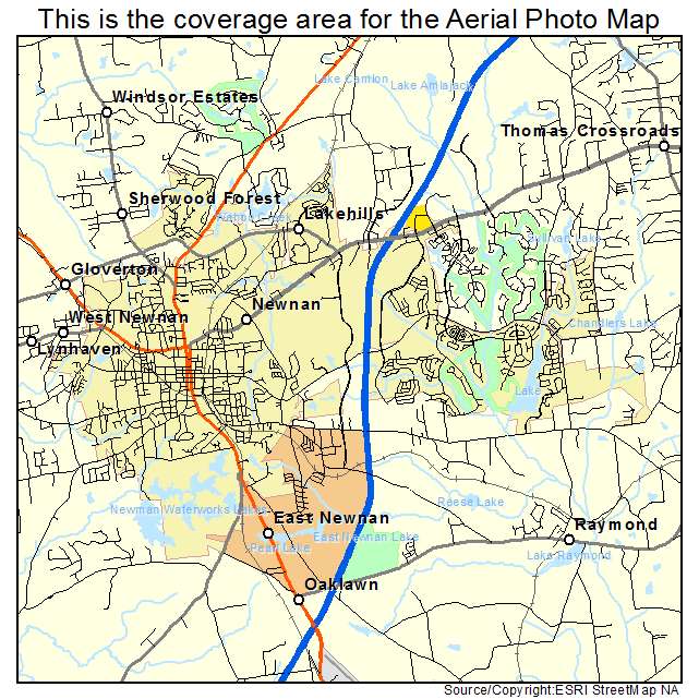 Aerial Photography Map Of Newnan GA Georgia