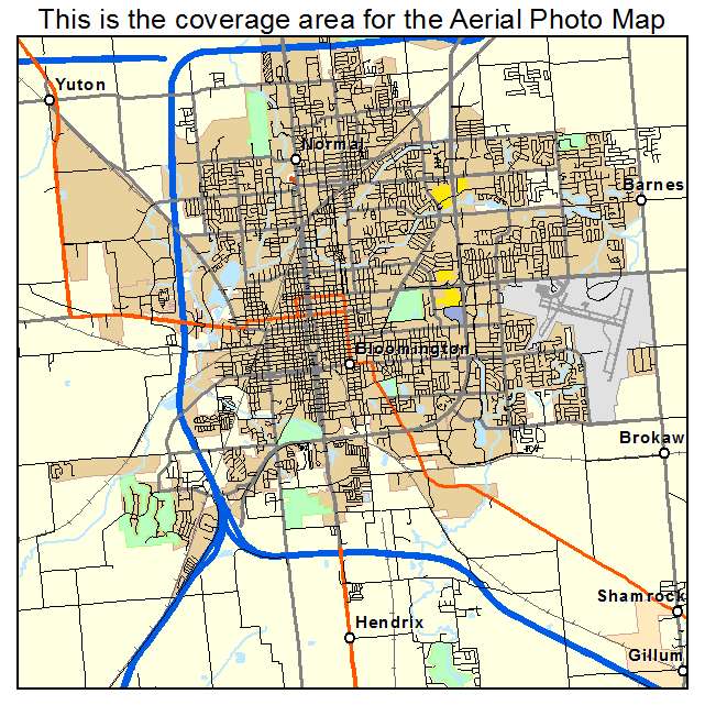 Aerial Photography Map Of Bloomington IL Illinois