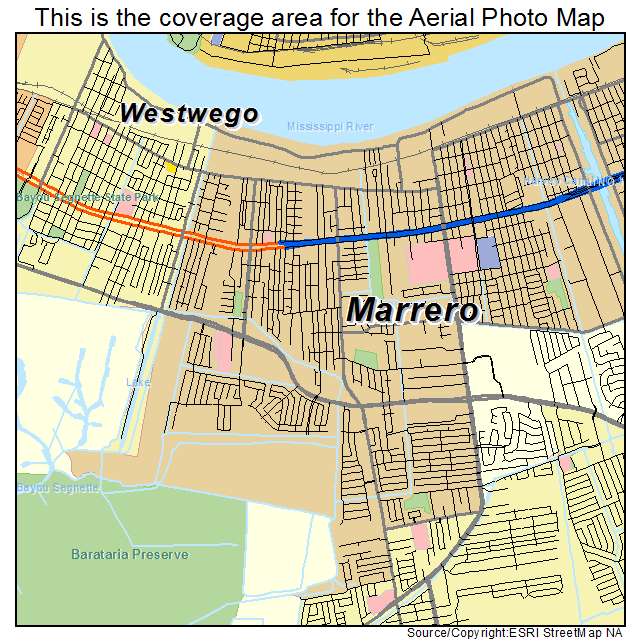 Aerial Photography Map Of Marrero LA Louisiana
