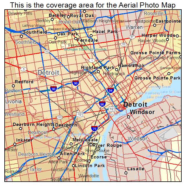 Aerial Photography Map Of Detroit MI Michigan Aerial Photography Map Of Detroit MI Michigan
