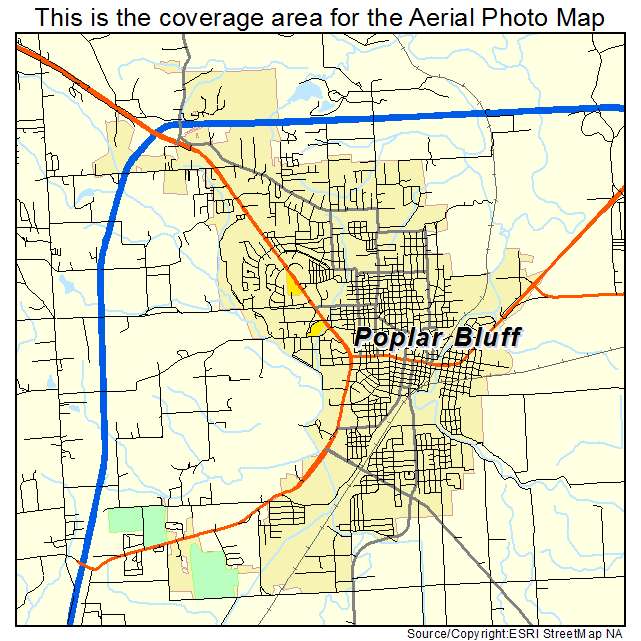 Aerial Photography Map Of Poplar Bluff MO Missouri