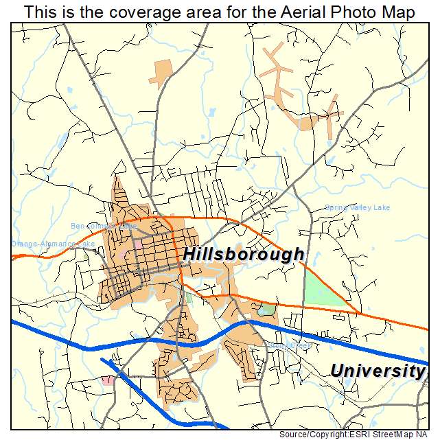Aerial Photography Map Of Hillsborough NC North Carolina