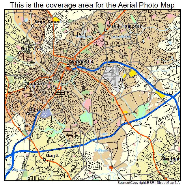 Aerial Photography Map Of Greenville SC South Carolina