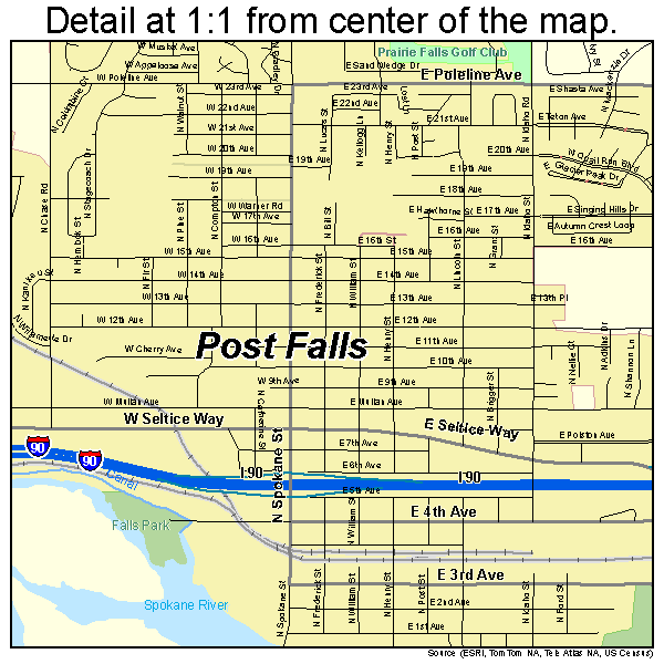 Post Falls Idaho Street Map 1664810 Post Falls Idaho Street Map 1664810
