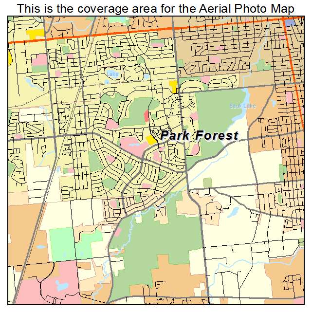 Aerial Photography Map Of Park Forest IL Illinois